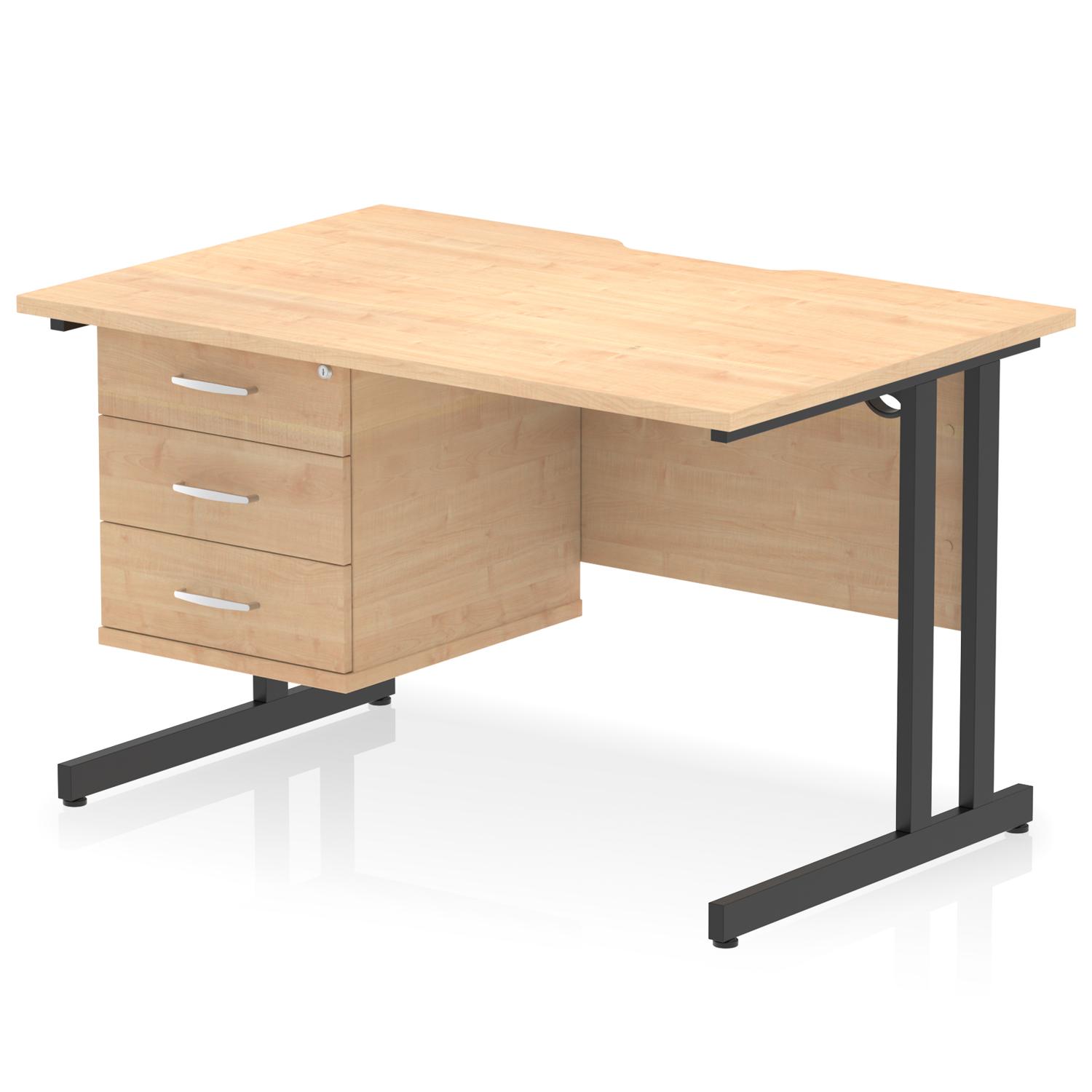 Impulse 1200 x 800mm Scalloped Edge Straight Office Desk Maple Top ...