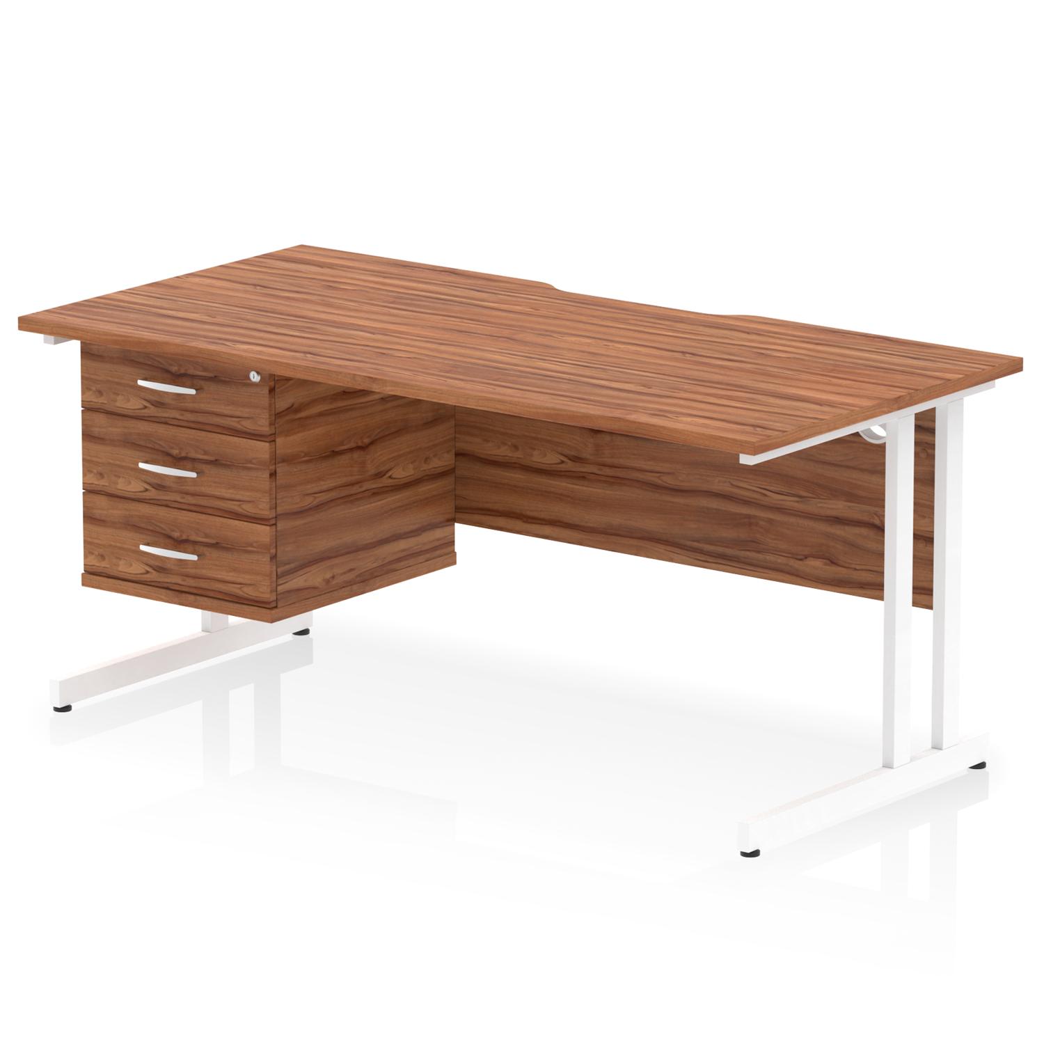 Impulse 1600 x 800mm Scalloped Edge Straight Office Desk Walnut Top ...