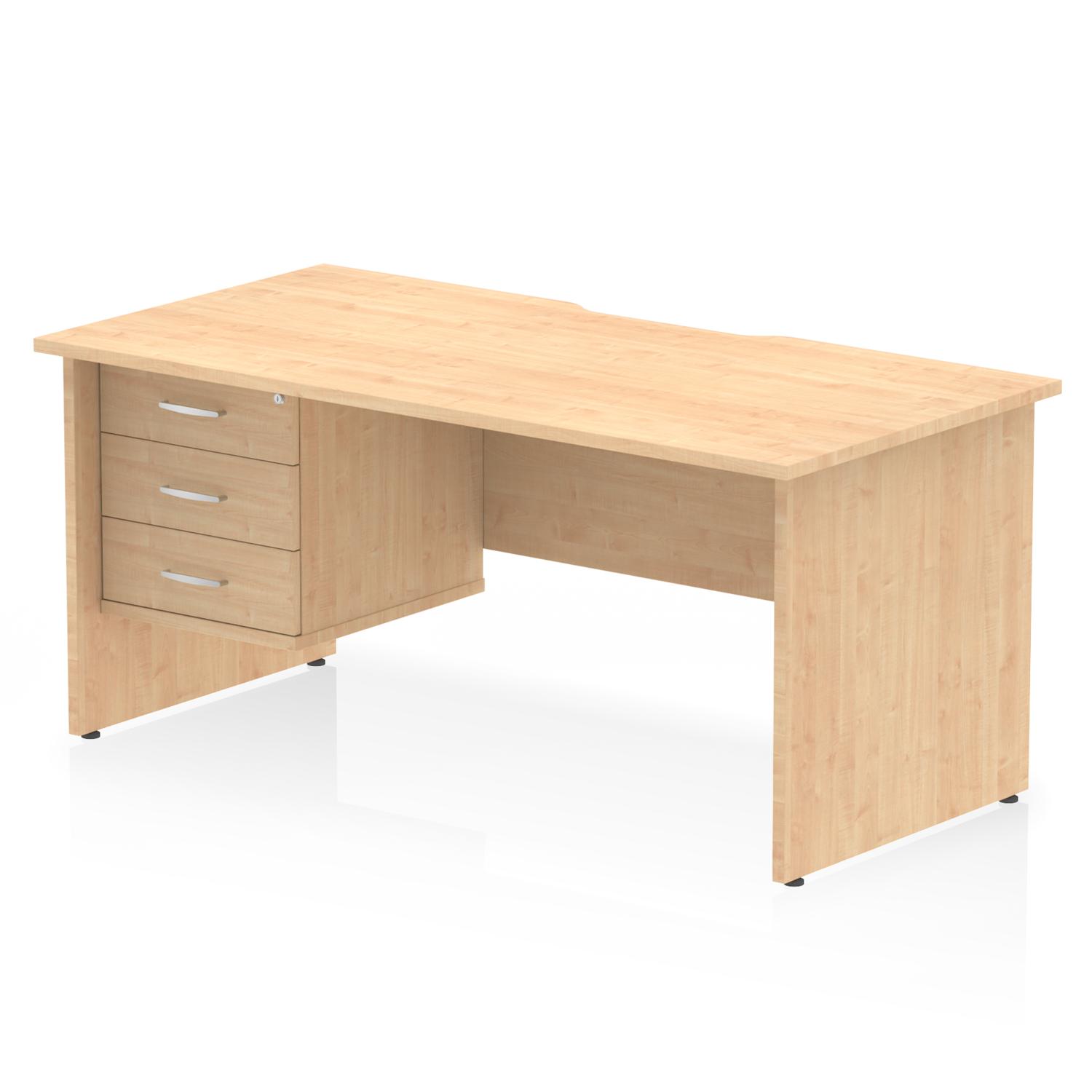 Impulse 1600 x 800mm Scalloped Edge Straight Office Desk Maple Top ...