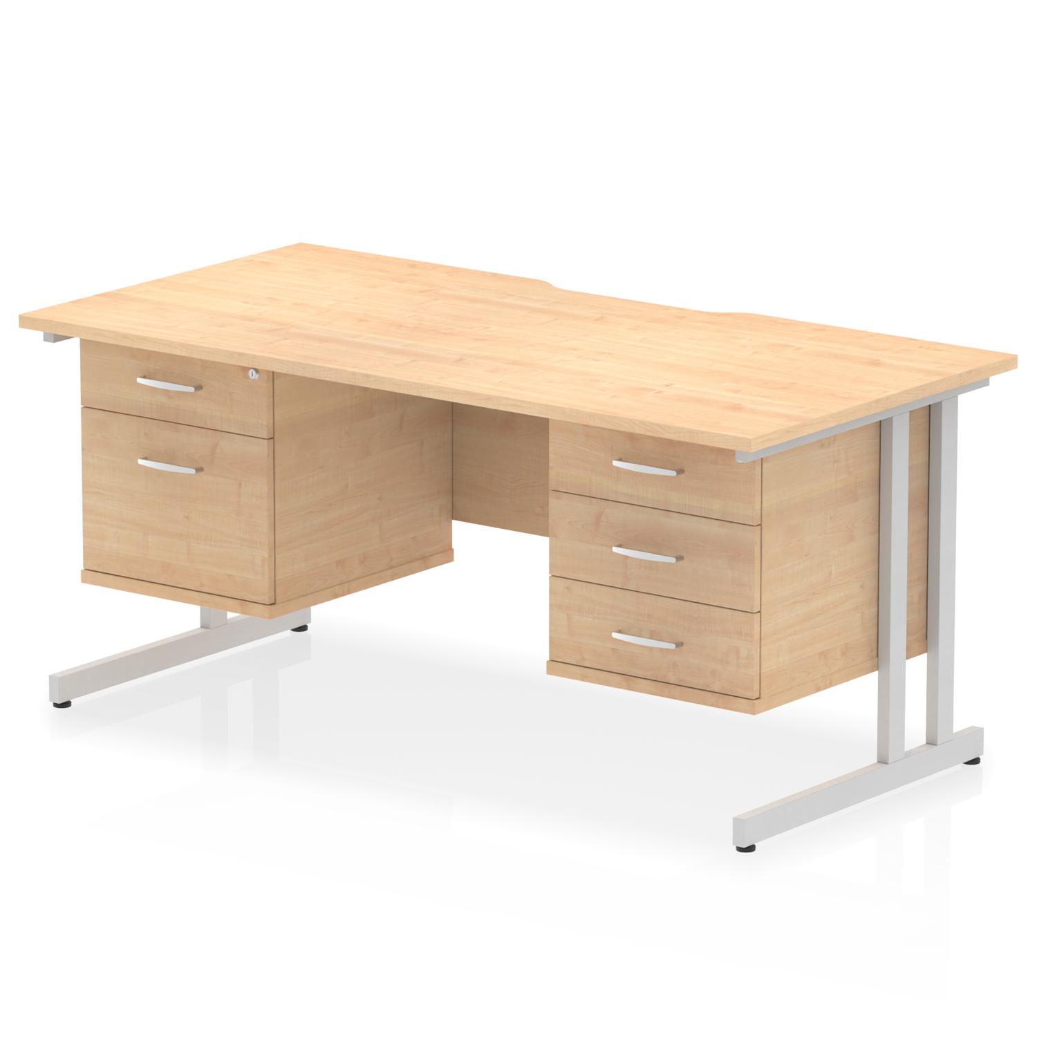 Impulse 1600 x 800mm Scalloped Edge Straight Office Desk Maple Top ...