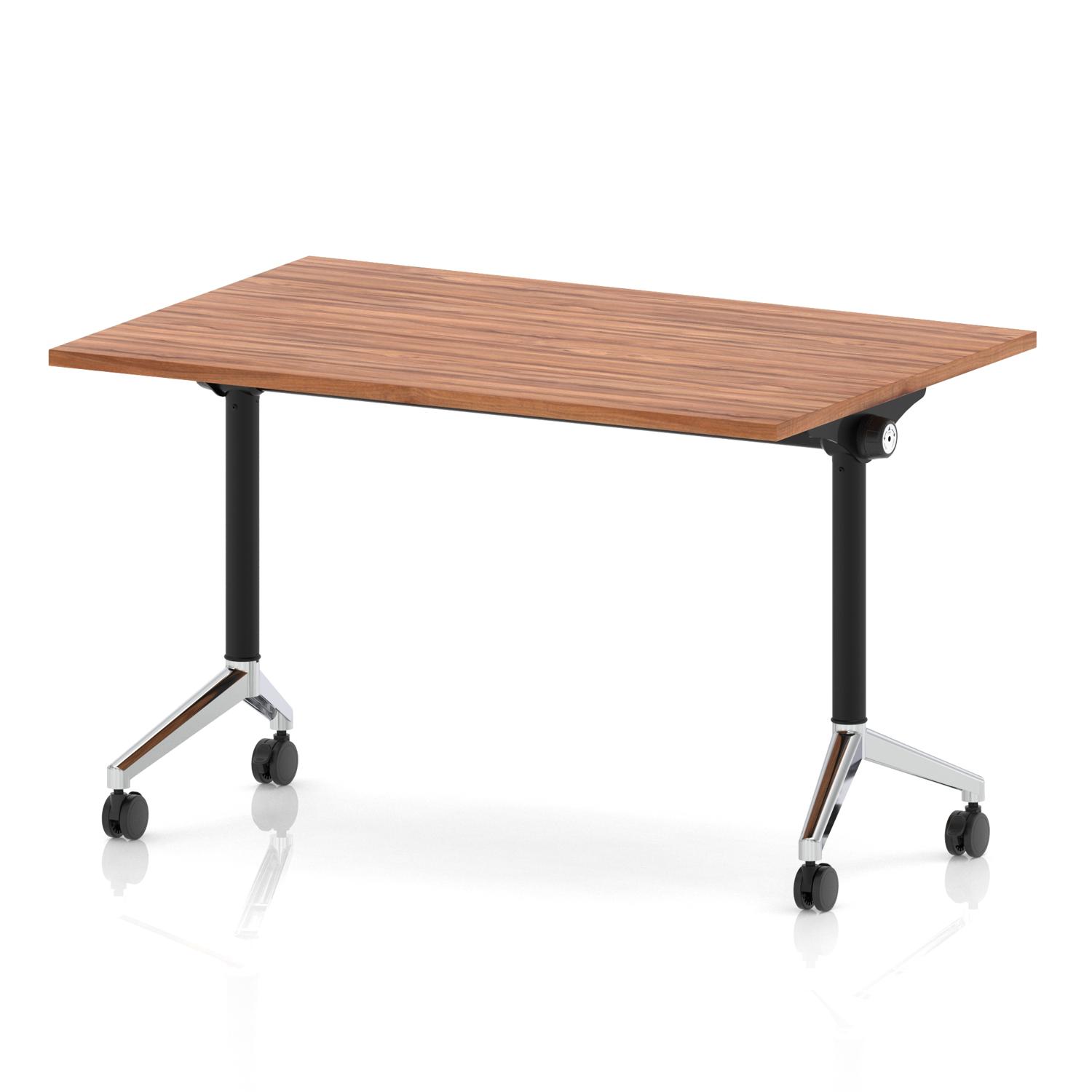 Impulse Plus Flip Top 1200mm Rectangular Table With Chrome Foot Walnut ...