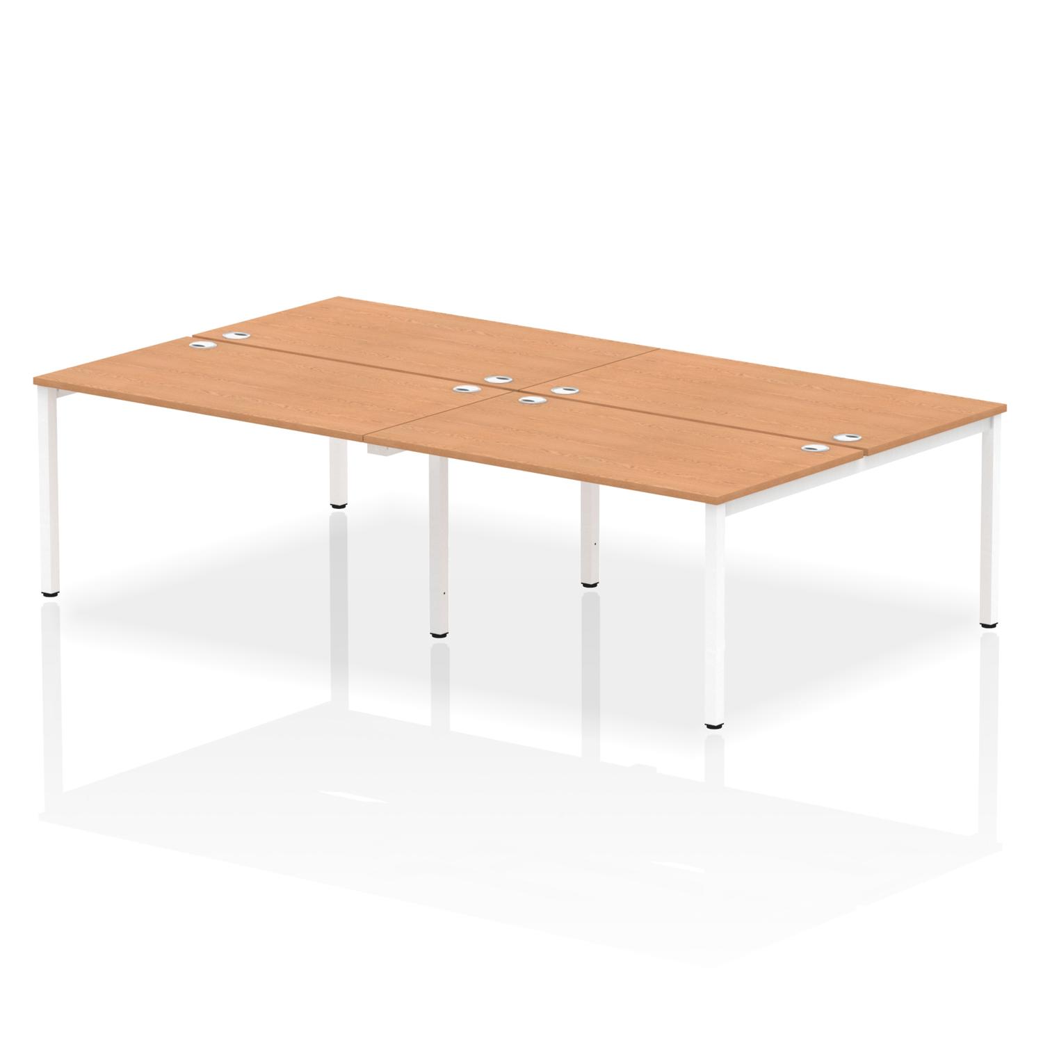 Impulse Bench B2B 4 Person 1400 White Frame Office Bench Desk Oak IB00157