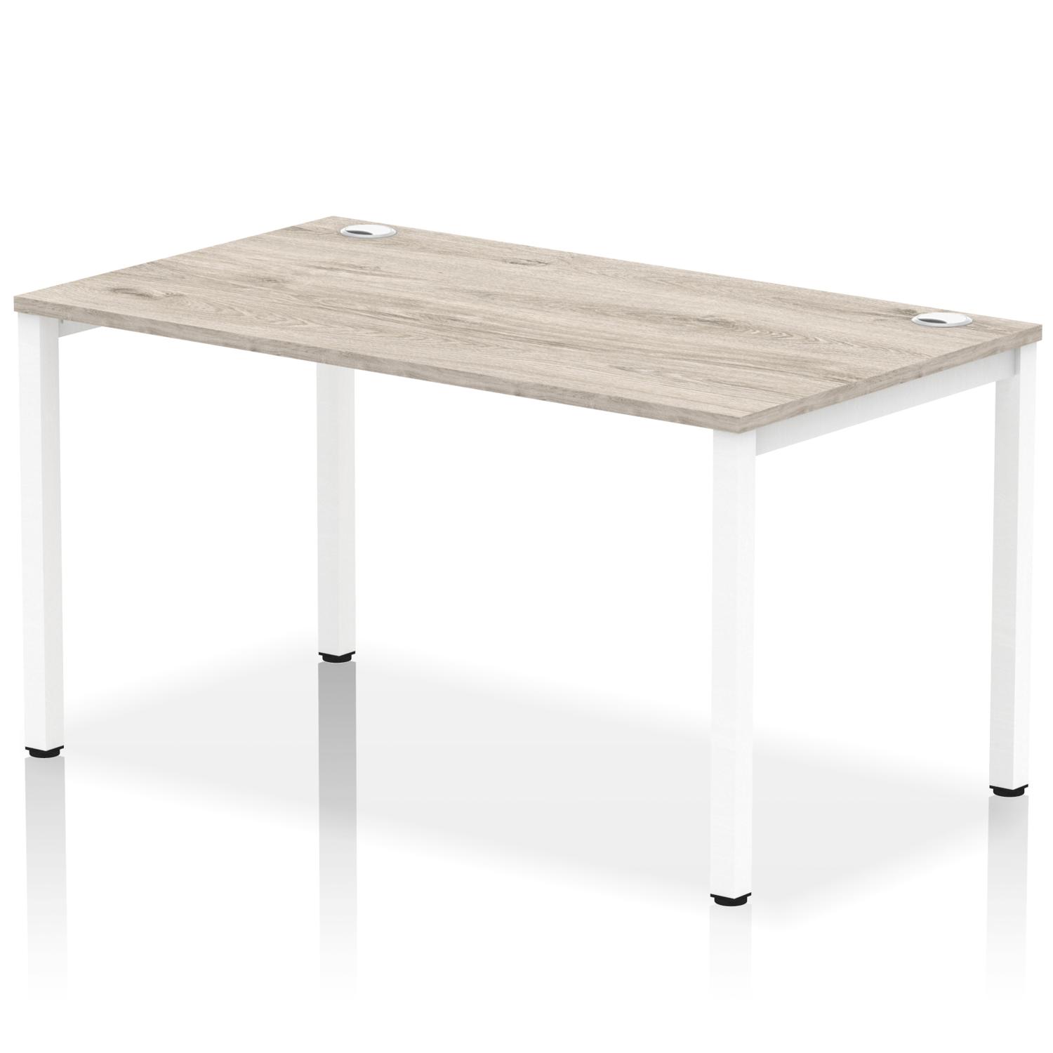 Impulse Bench Single Row 1400 White Frame Office Bench Desk Grey Oak ...