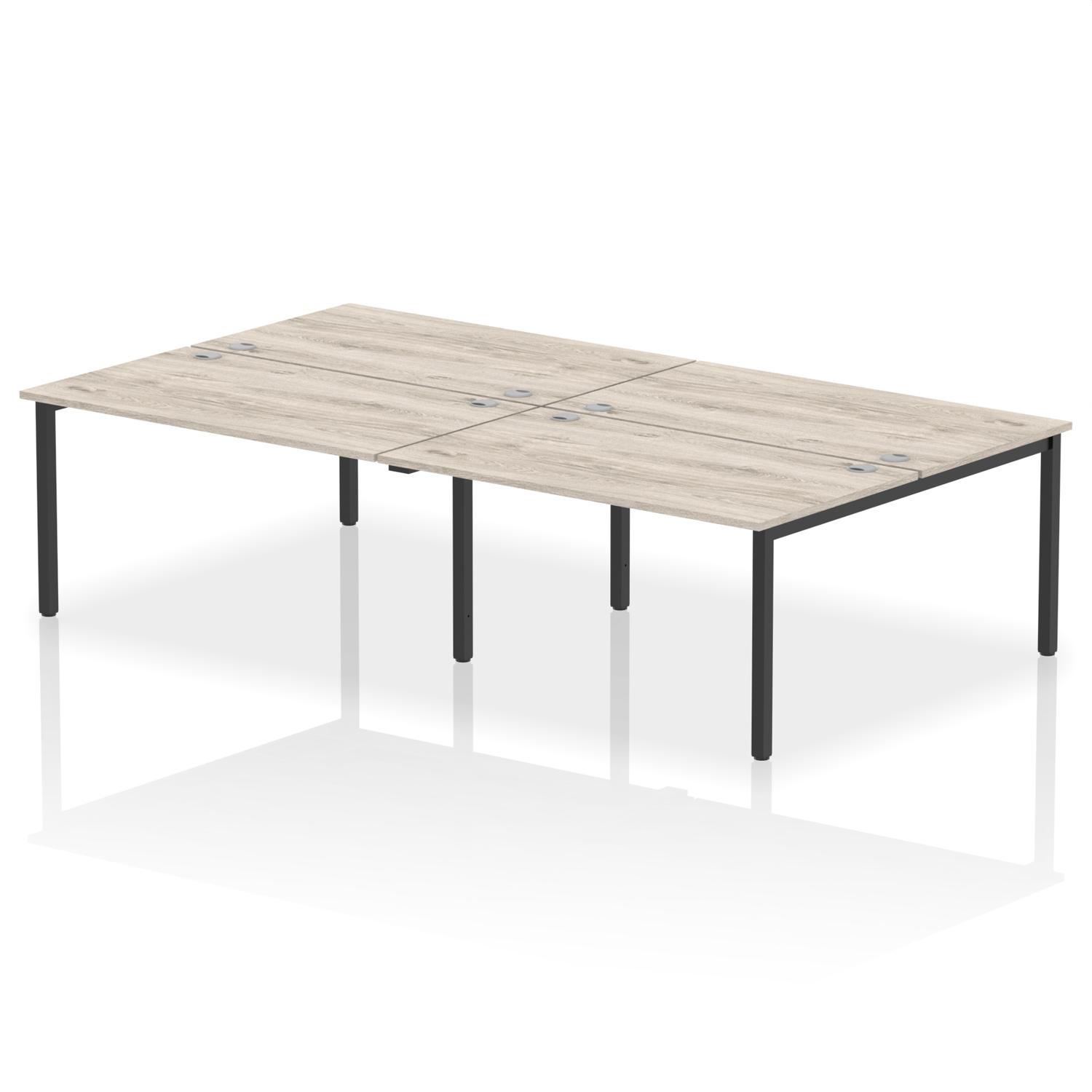 Impulse Bench B2B 4 Person 1400 Black Frame Office Bench Desk Grey Oak ...