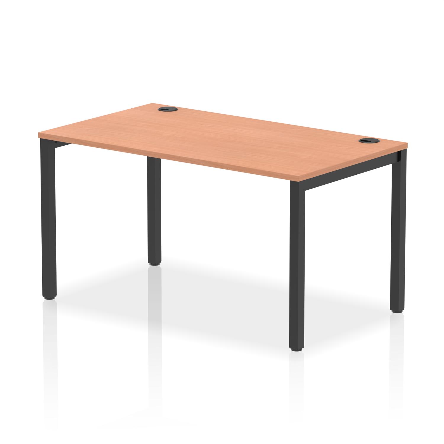 Impulse Bench Single Row 1400 Black Frame Office Bench Desk Beech IB00601