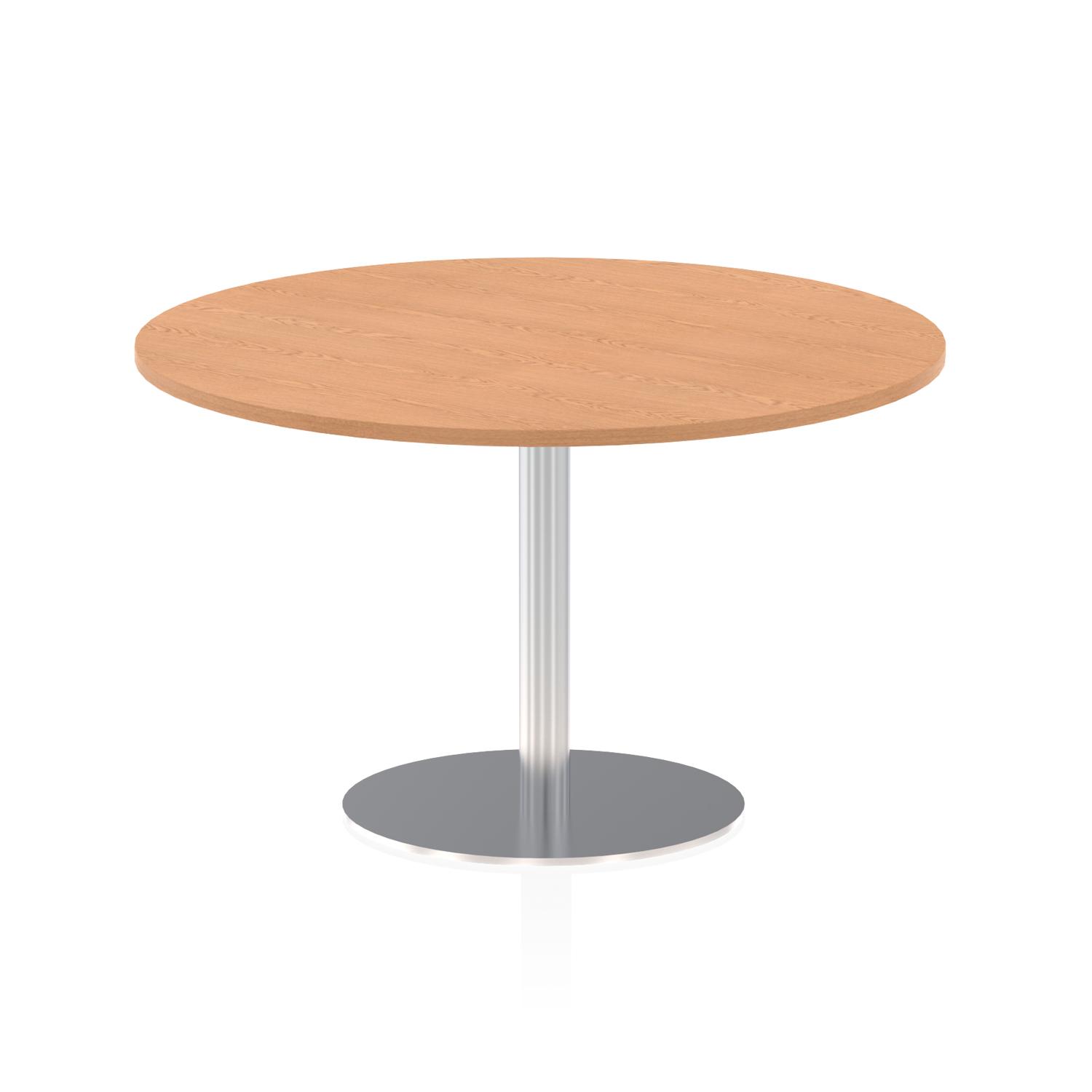 Italia 1200mm Poseur Round Table Oak Top 720mm High Silver Leg ITL0164