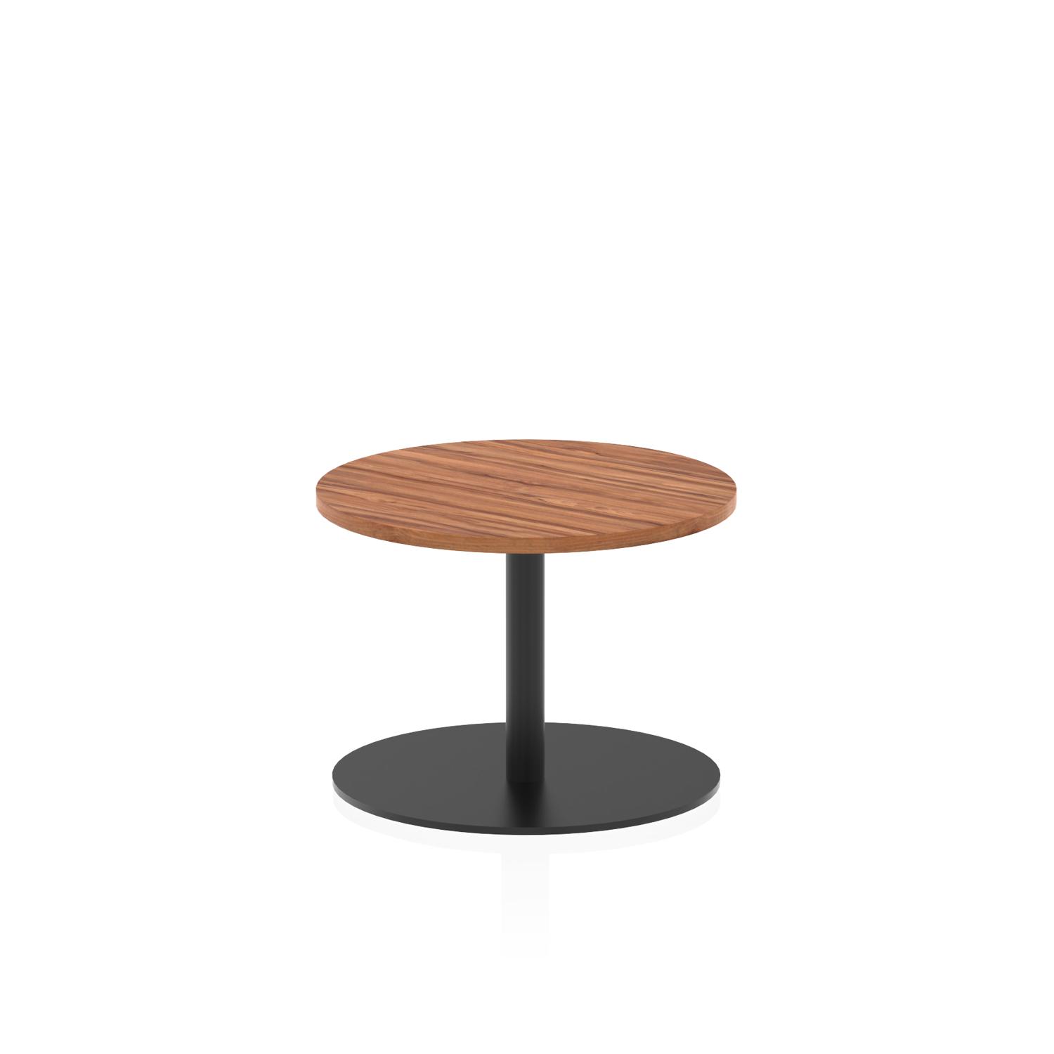 Italia 600mm Round Coffee Table Walnut Top 475mm High Black Leg ITL0365