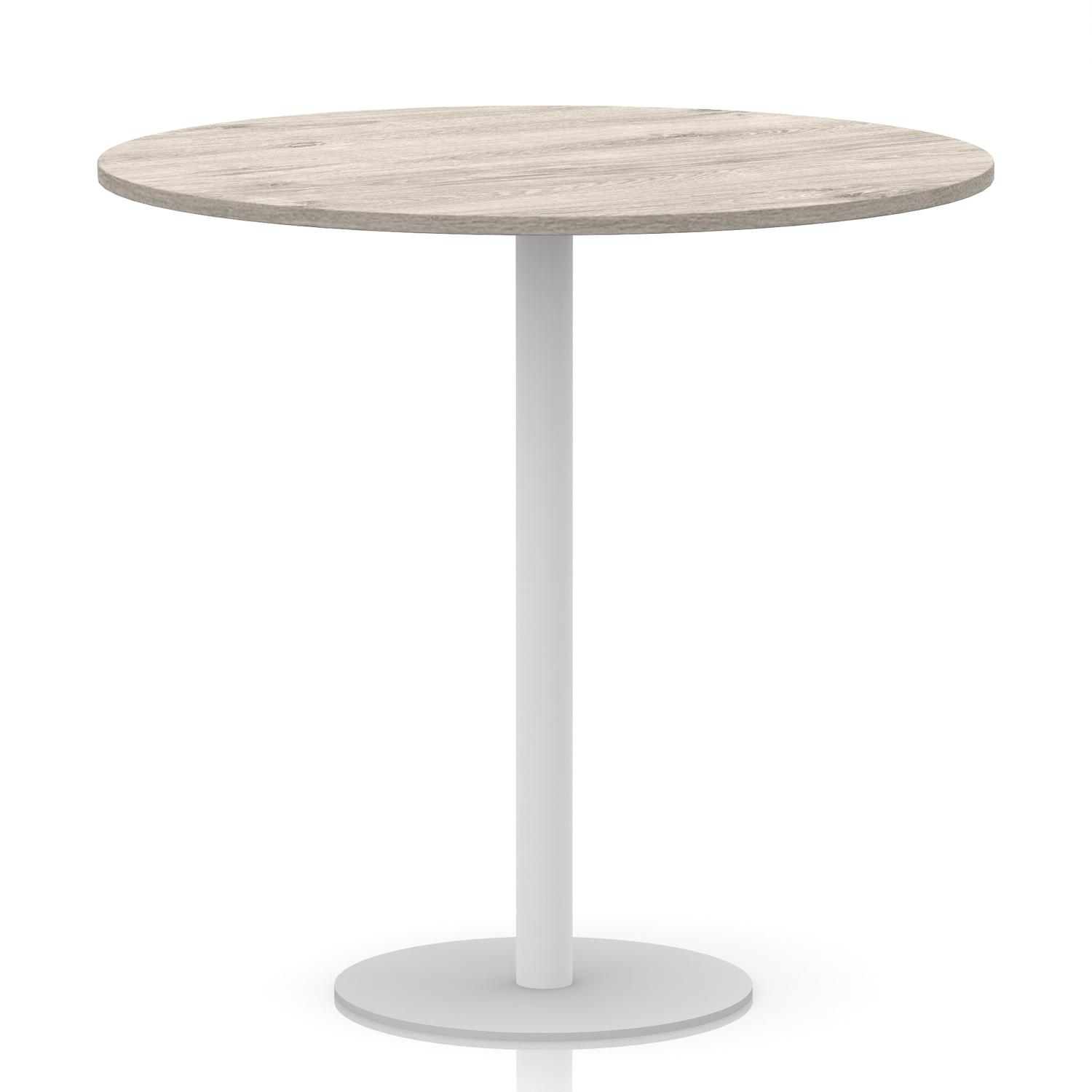 Italia 1200mm Poseur Round Table Grey Oak Top 1145mm High White Leg ITL0699