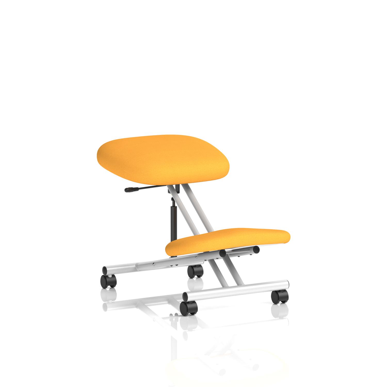 Kneeling Stool Silver Frame Bespoke Colour Senna Yellow KCUP0325