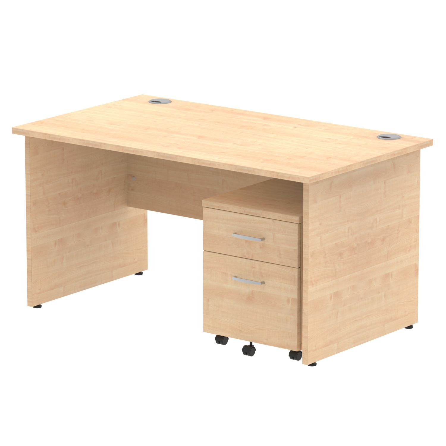 Impulse 1400 x 800mm Straight Office Desk Maple Top Panel End Leg ...
