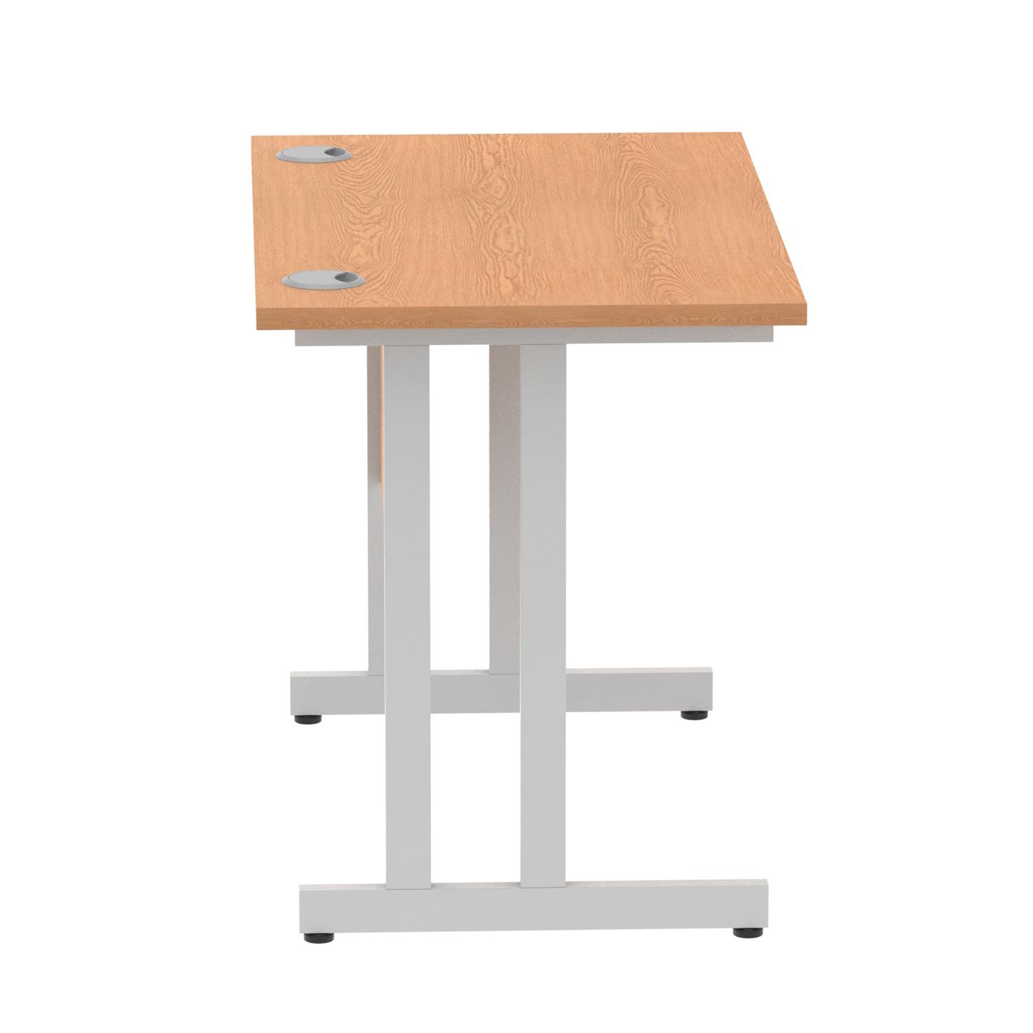 Impulse 1000 x 600mm Straight Office Desk Oak Top Silver Cantilever Leg ...
