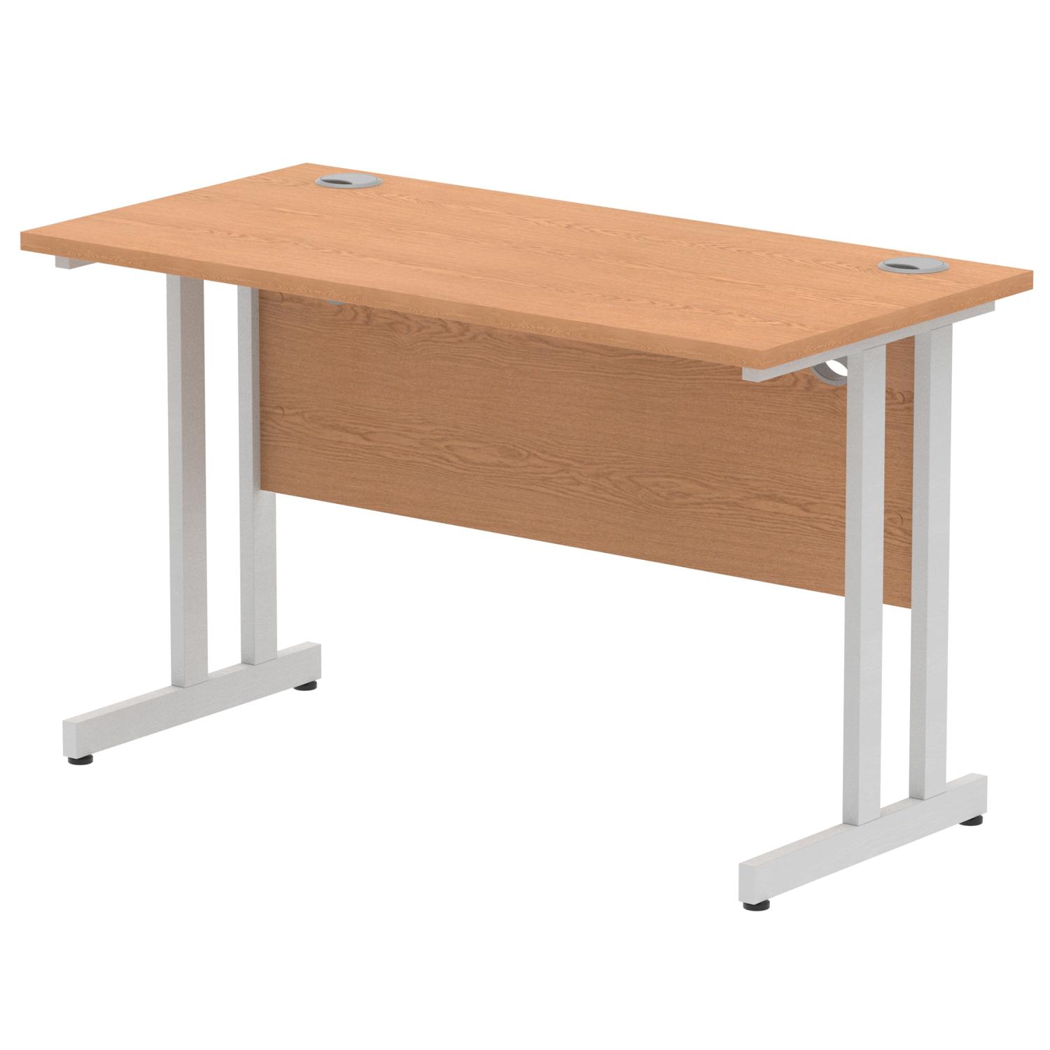Impulse 1200 x 600mm Straight Office Desk Oak Top Silver Cantilever Leg ...