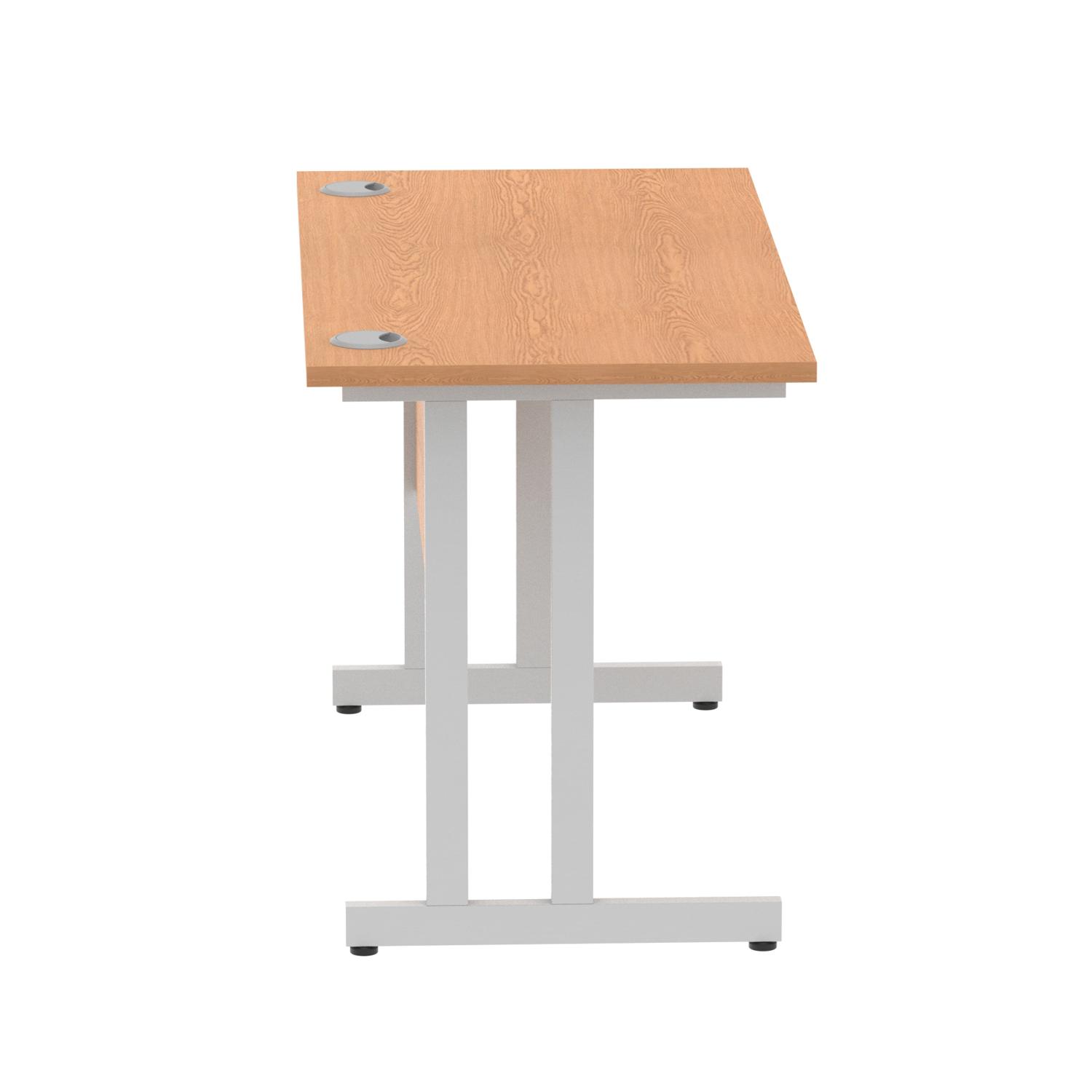 Impulse 1200 x 600mm Straight Office Desk Oak Top Silver Cantilever Leg ...