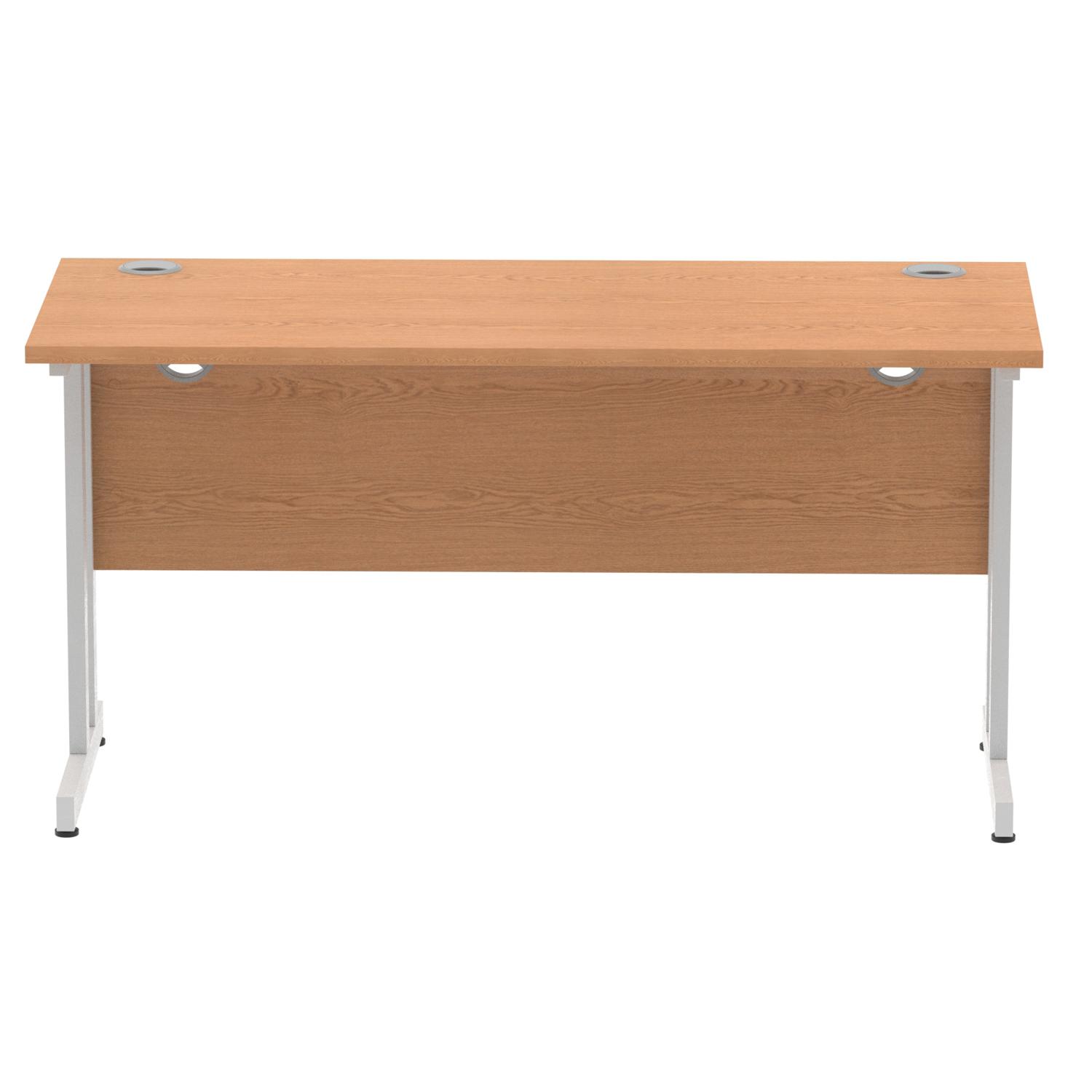 Impulse 1400 x 600mm Straight Office Desk Oak Top Silver Cantilever Leg ...