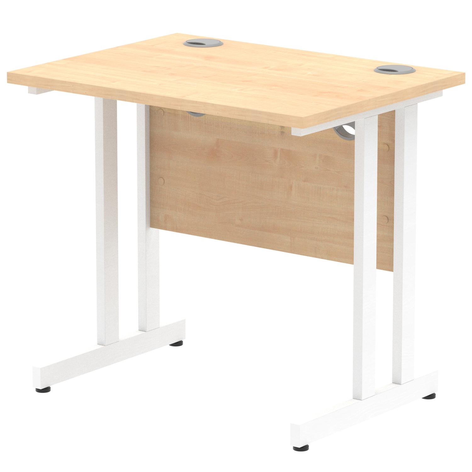 Impulse 800 x 600mm Straight Office Desk Maple Top White Cantilever Leg ...