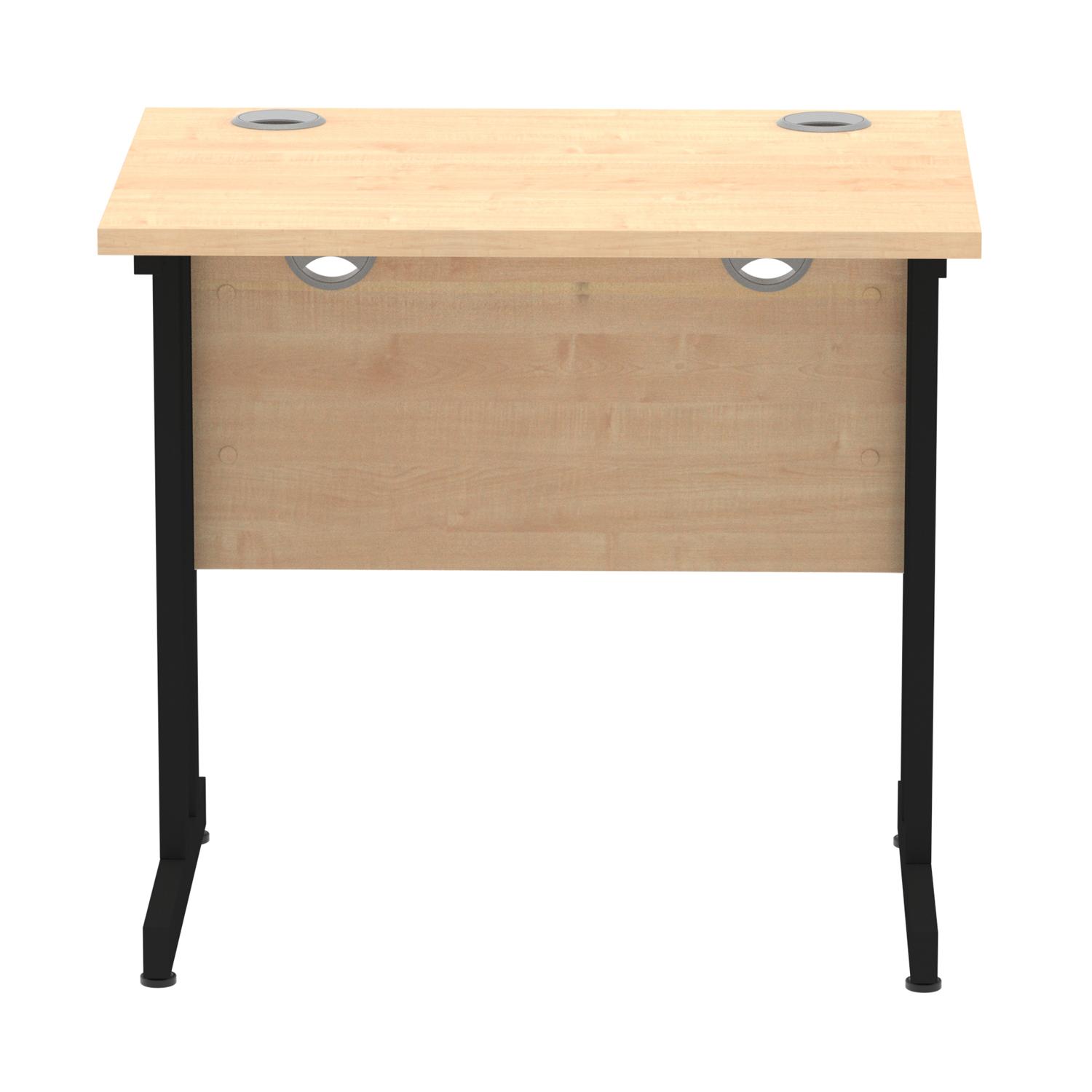 Impulse 800 x 600mm Straight Office Desk Maple Top Black Cantilever Leg ...