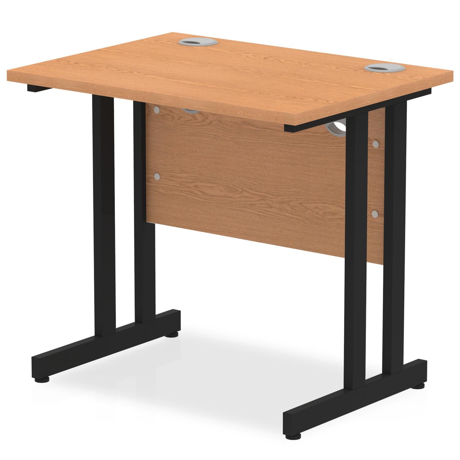 Impulse 800 x 600mm Straight Office Desk Oak Top Black Cantilever Leg ...