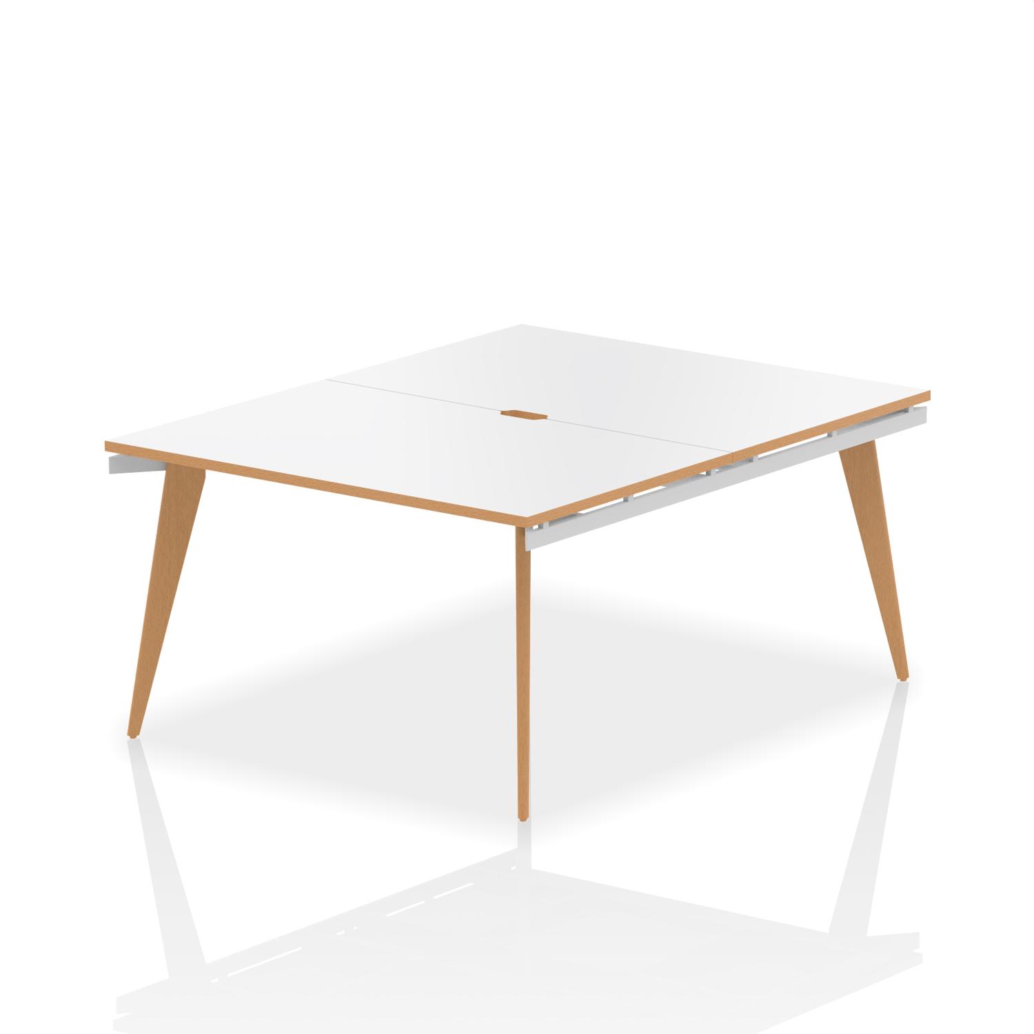Oslo 1200mm B2B 2 Person Office Bench Desk White Top Natural Wood Edge ...
