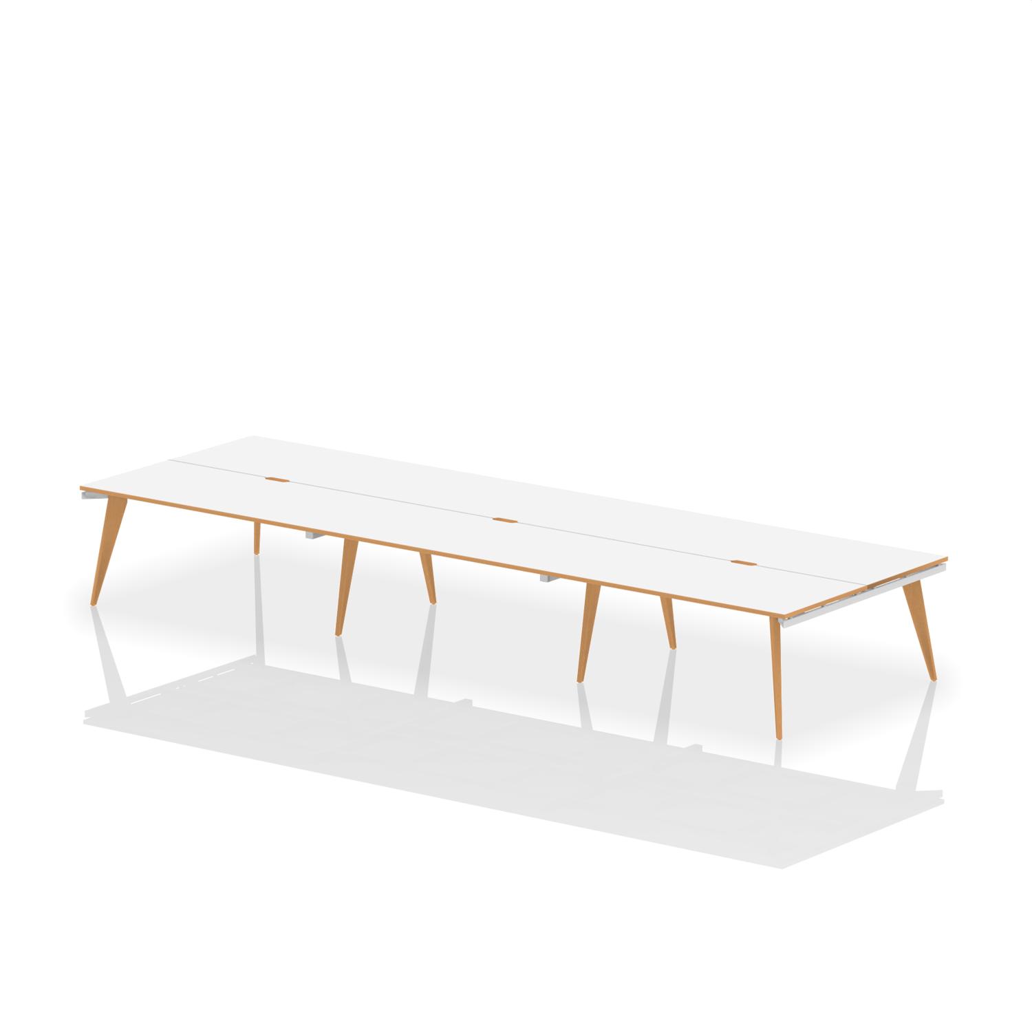 Oslo 1200mm B2B 6 Person Office Bench Desk White Top Natural Wood Edge ...