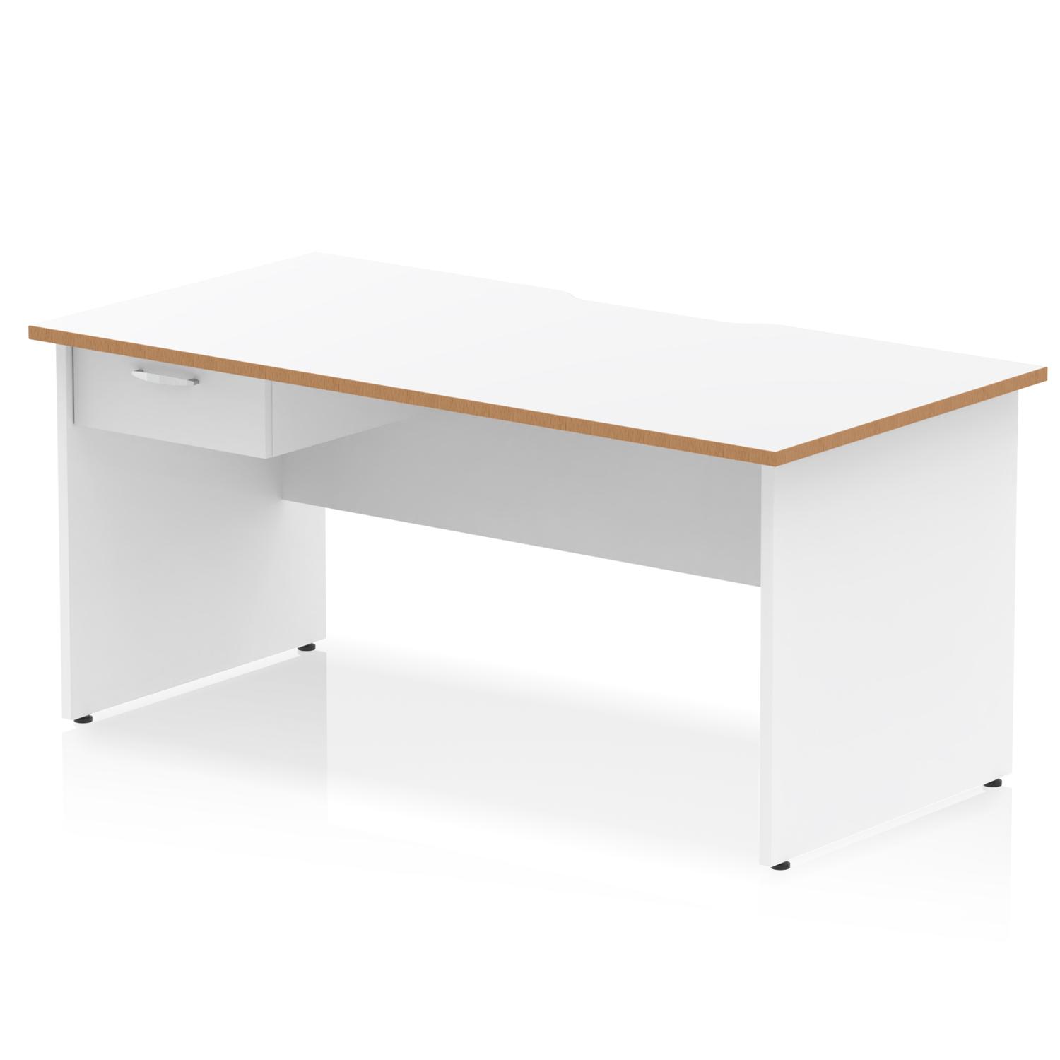 Oslo 1600 x 800mm Scalloped Edge Straight Office Desk White Top Natural ...