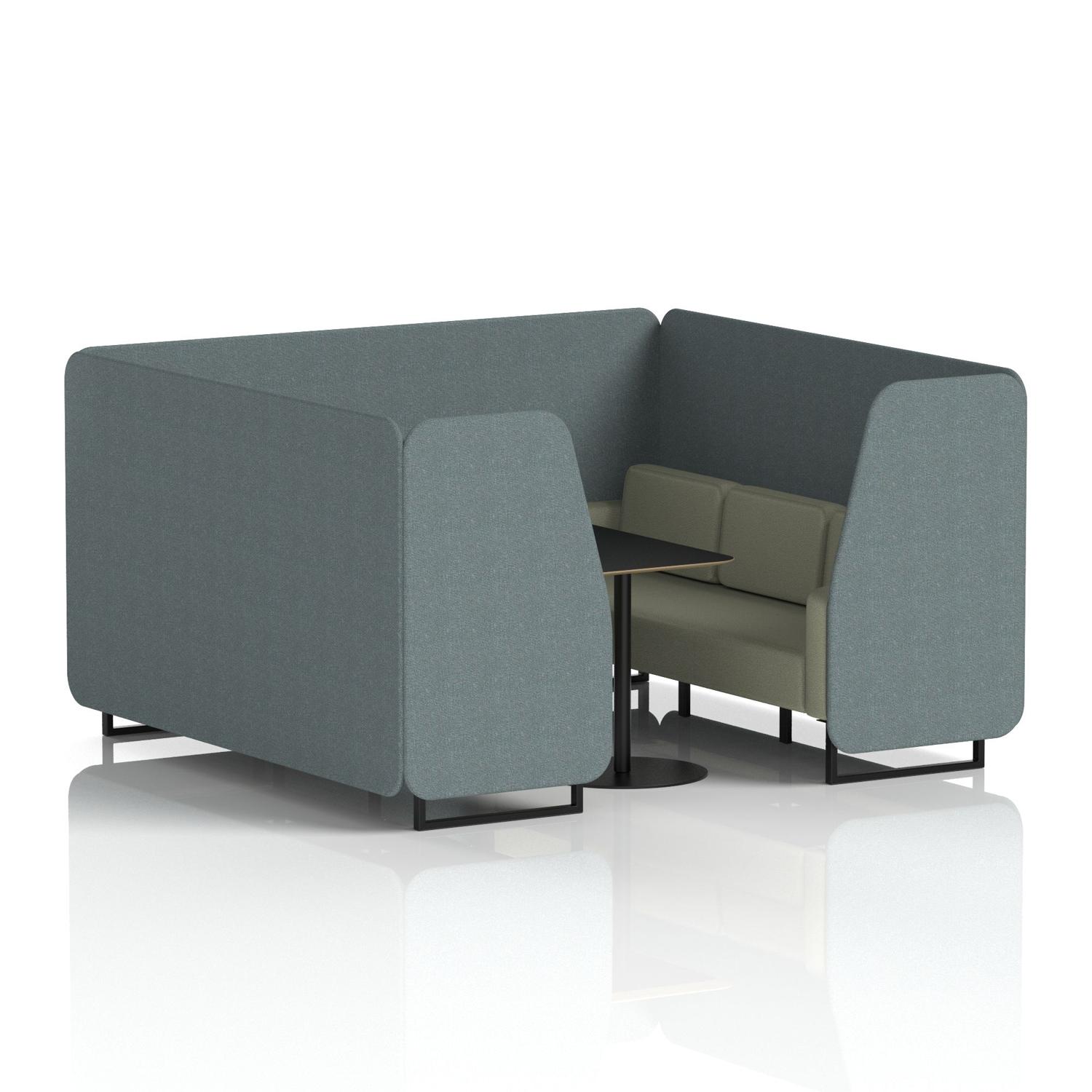 Brixworth 6 Seater Booth With Black Legs And Black Table With Black Leg In Main Line Flax Fabric ...