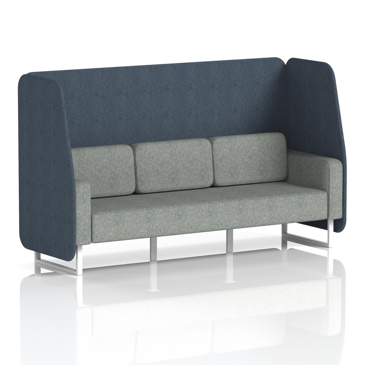Brixworth 3 Seater Open Booth With White Legs In Rivet Fabric ...