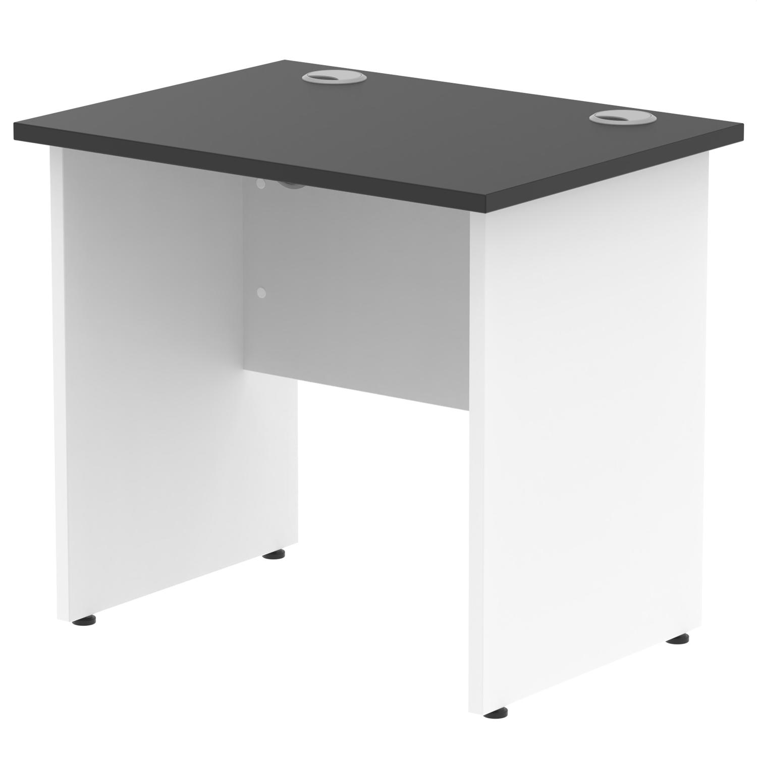 Impulse 800 x 600mm Straight Office Desk Black Top White Panel End Leg ...