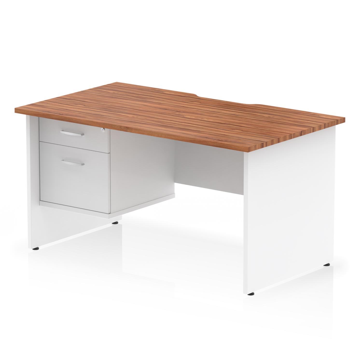 Impulse 1400 x 800mm Scalloped Edge Straight Office Desk Walnut Top ...