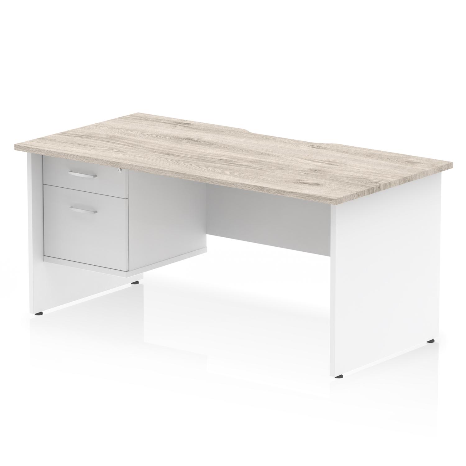 Impulse 1600 x 800mm Scalloped Edge Straight Office Desk Grey Oak Top ...