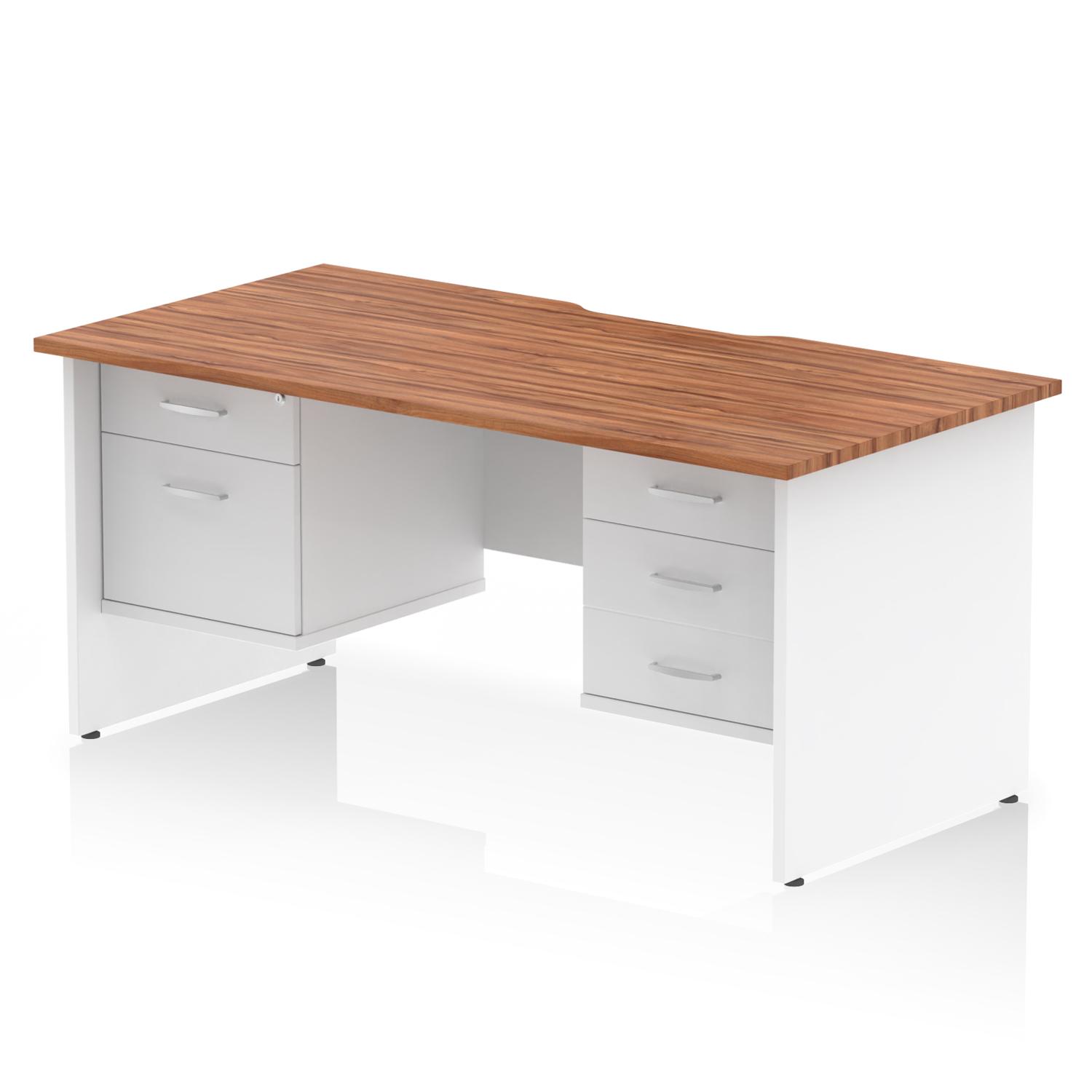 Impulse 1600 x 800mm Scalloped Edge Straight Office Desk Walnut Top ...