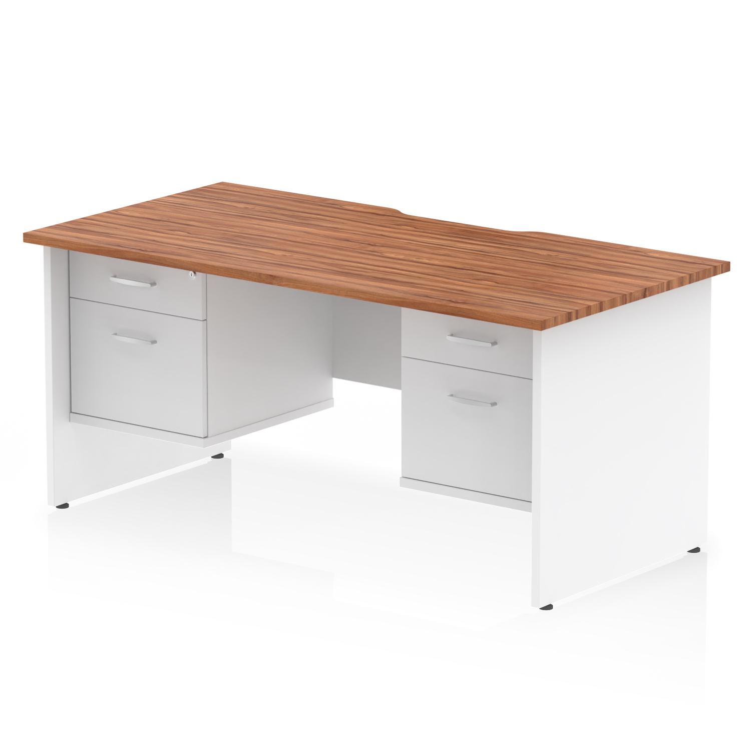Impulse 1600 x 800mm Scalloped Edge Straight Office Desk Walnut Top ...