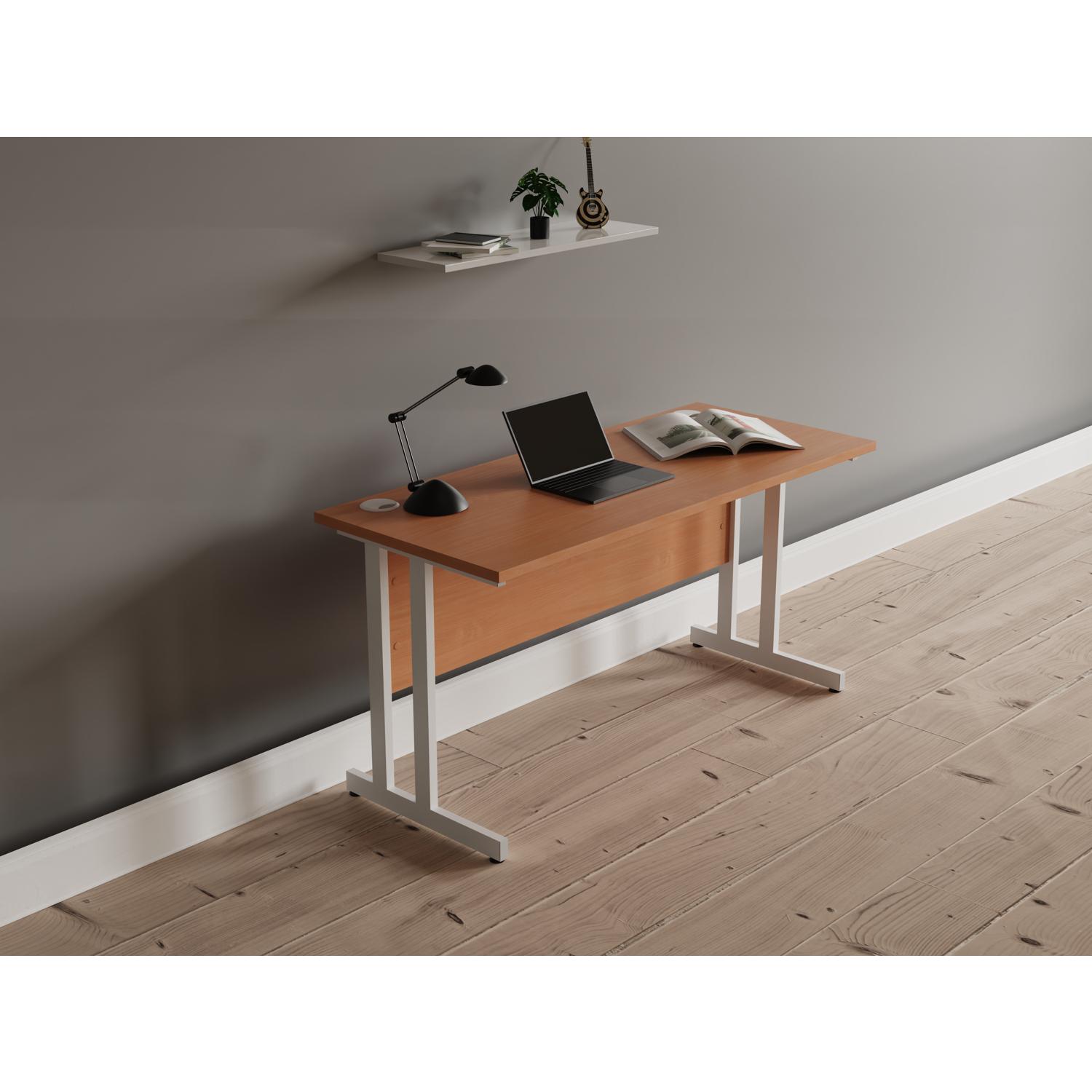 Impulse 1200 x 600mm Straight Office Desk Black Top Silver Cantilever ...