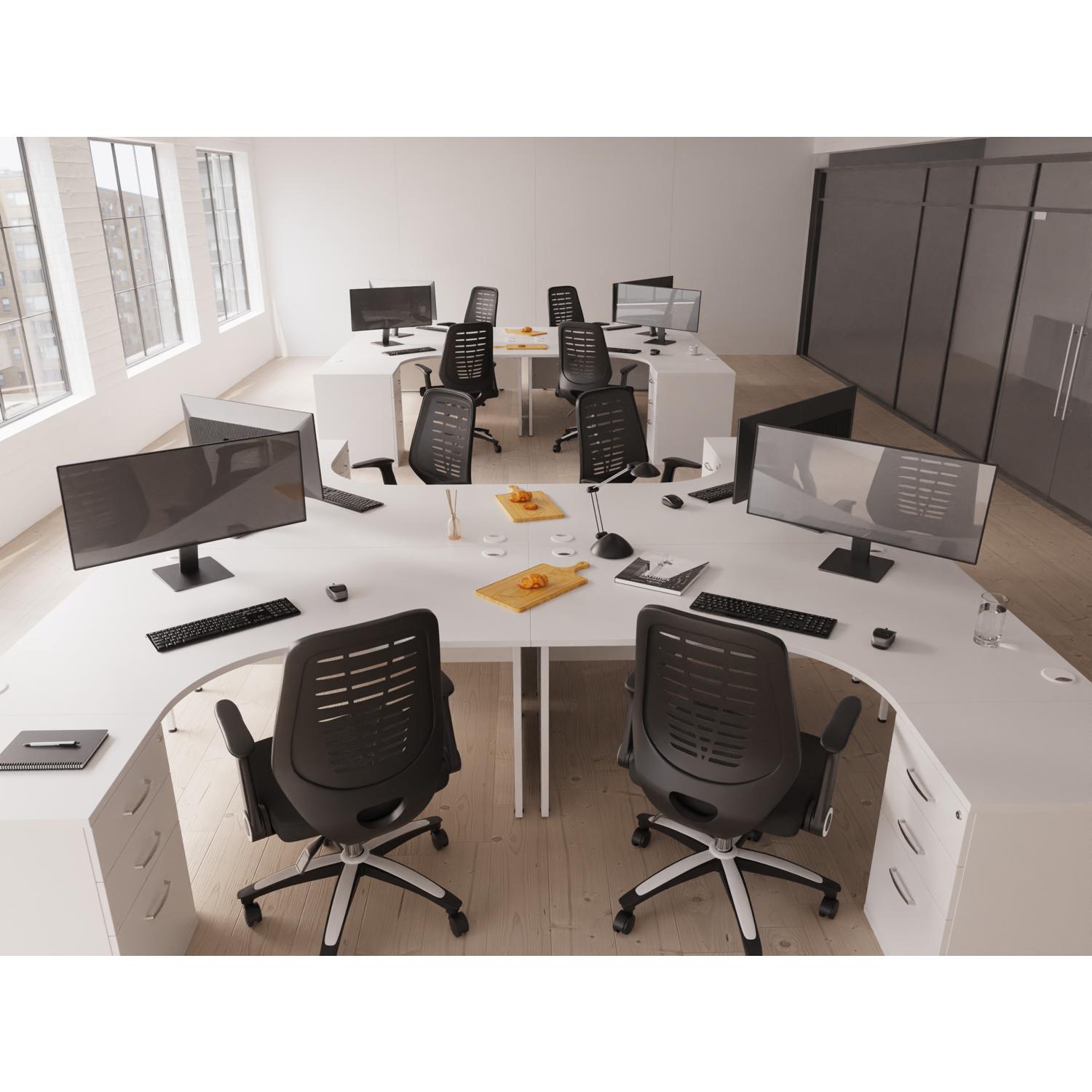 Impulse 1400mm Left Crescent Office Desk White Top Panel End Leg ...