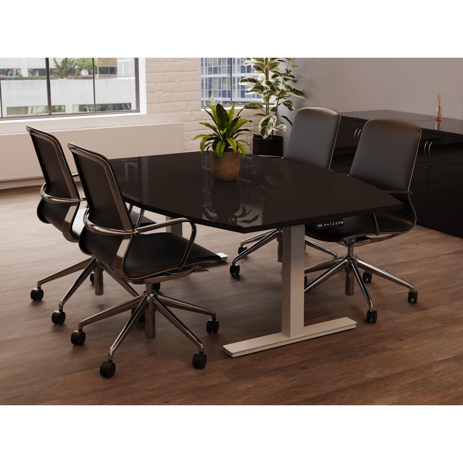 High Gloss 1800mm Writable Boardroom Table White Top Black Height ...