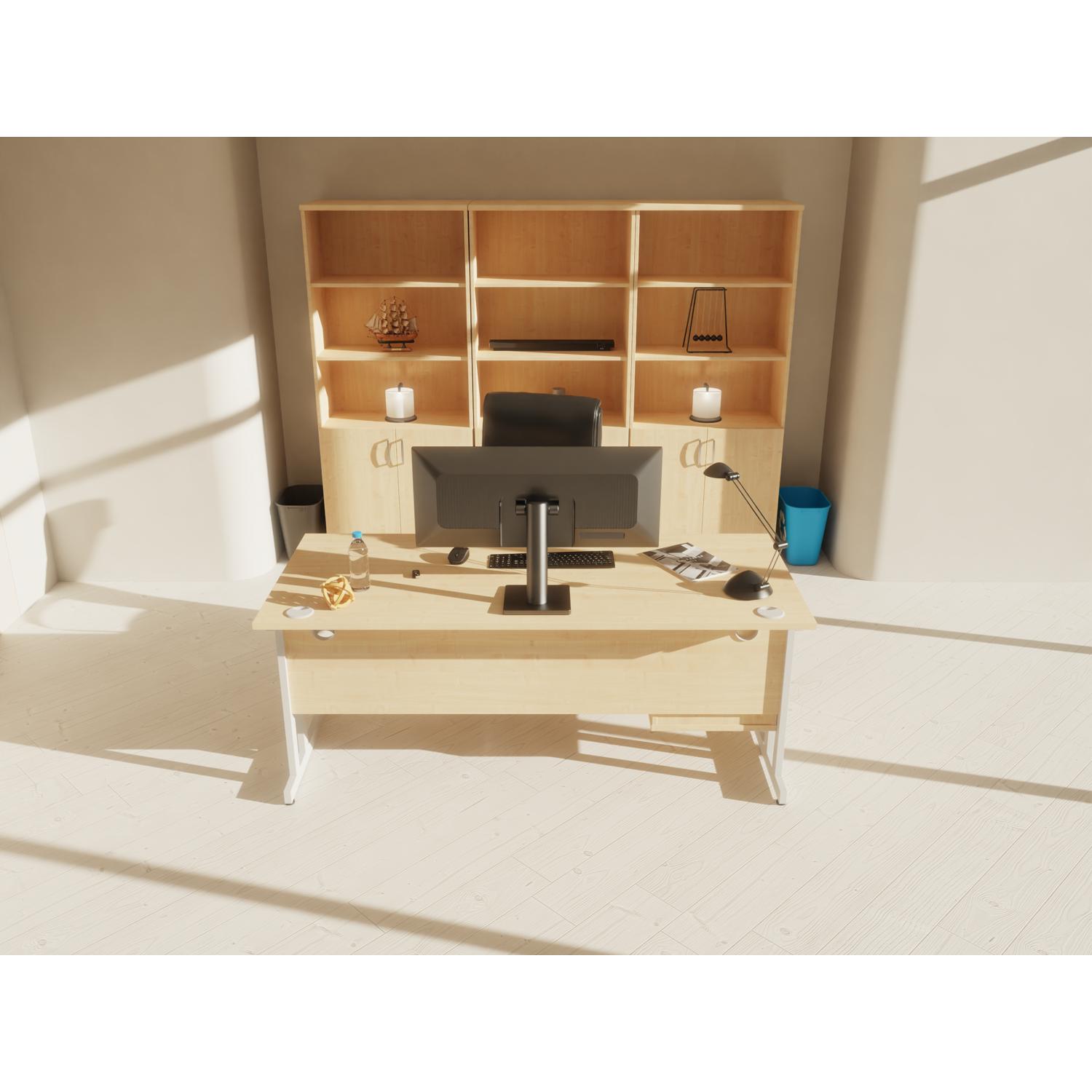 Impulse 1600 x 800mm Straight Office Desk White Top White Cantilever ...