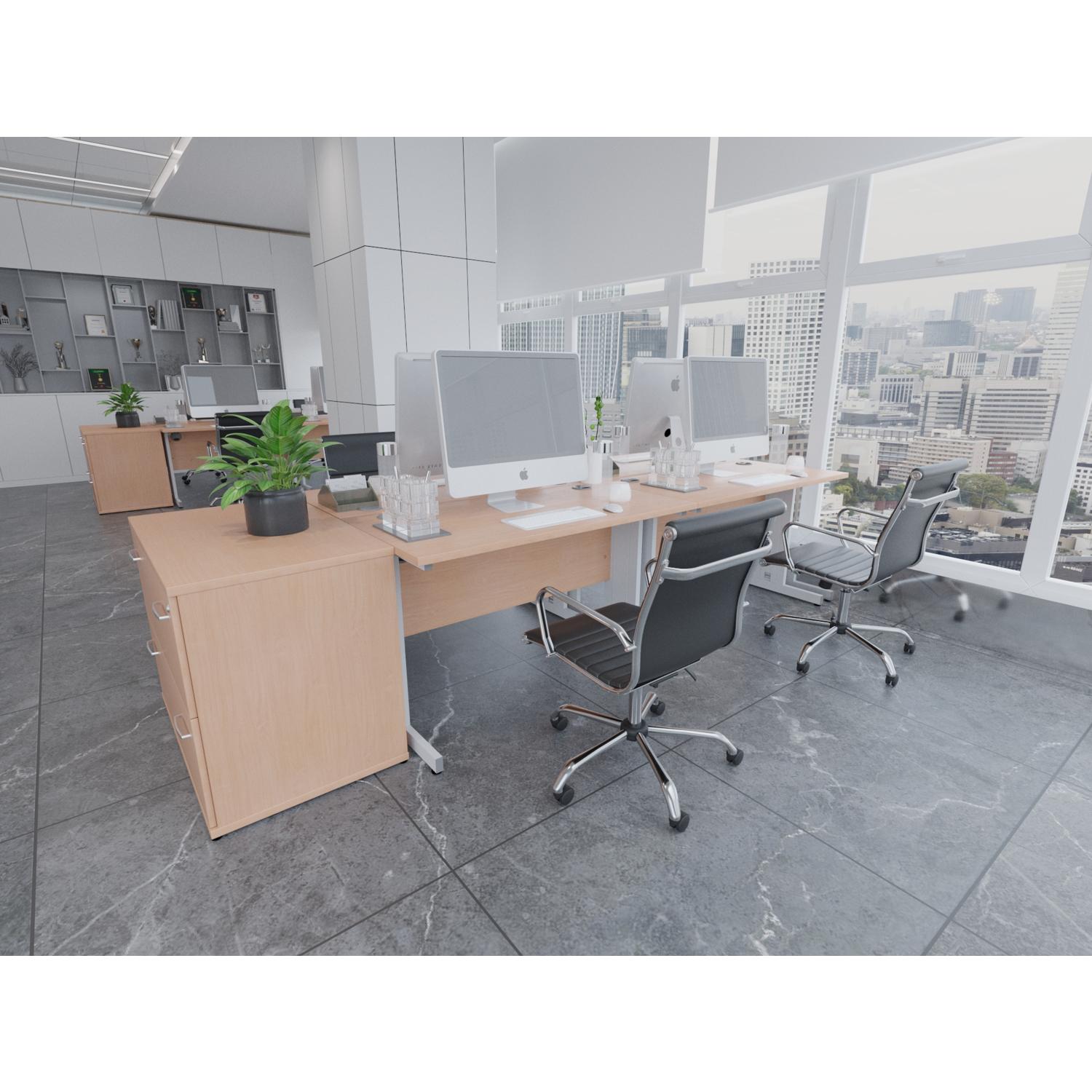 Impulse 1200 x 800mm Straight Office Desk Black Top Black Cable Managed ...