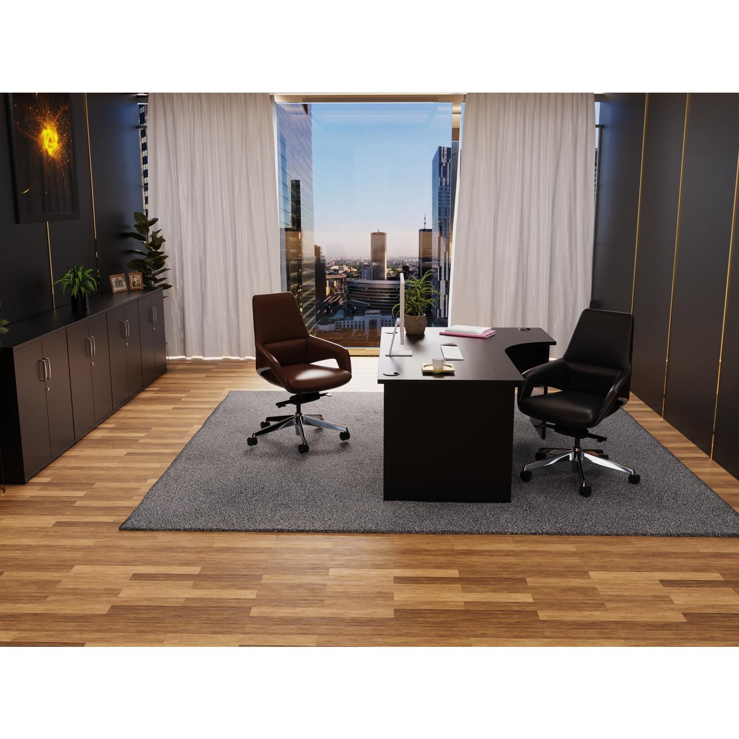 Impulse 1400mm Right Crescent Office Desk Grey Oak Top Panel End Leg ...