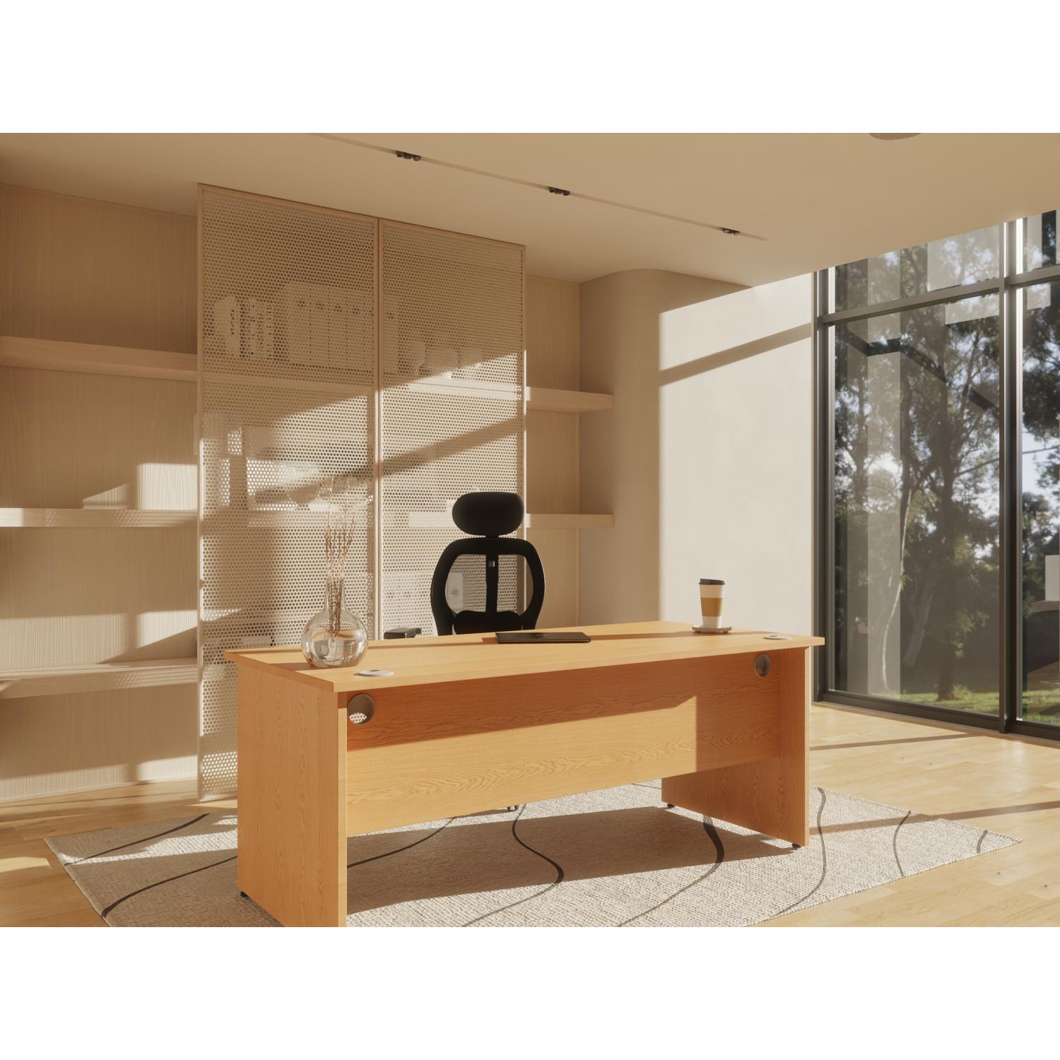 Impulse 1600 x 800mm Straight Office Desk Maple Top White Panel End Leg ...